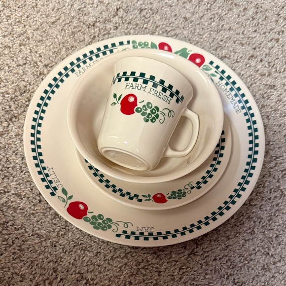 Corelle | Dining | Corelle Farm Fresh Cream Dinnerware Set With Red And ...